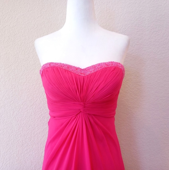 Aidan Mattox | Dresses | Aiden Maddox Pink 0 Silk Beaded Decolletage ...